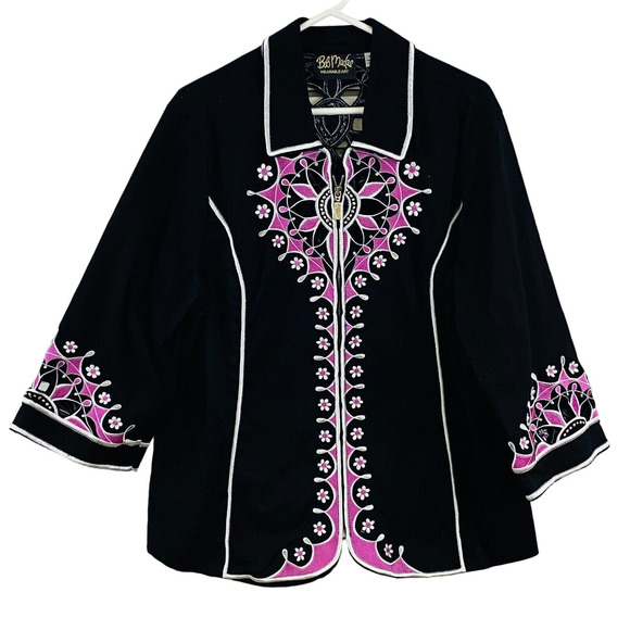 Bob Mackie | Jackets & Coats | Womens Xl Bob Mackie Embroidered Cutout ...